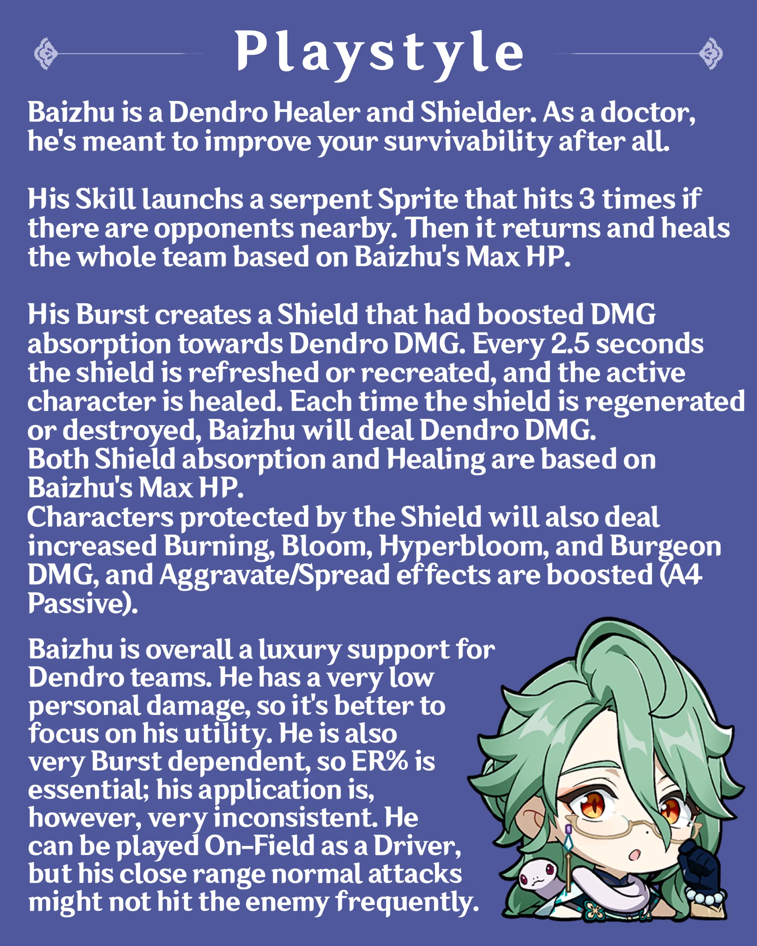 [3.6. Guide] Baizhu Build 🐍 (Dendro Healer, Shielder, Reaction DMG Buffer) Genshin Impact | HoYoLAB