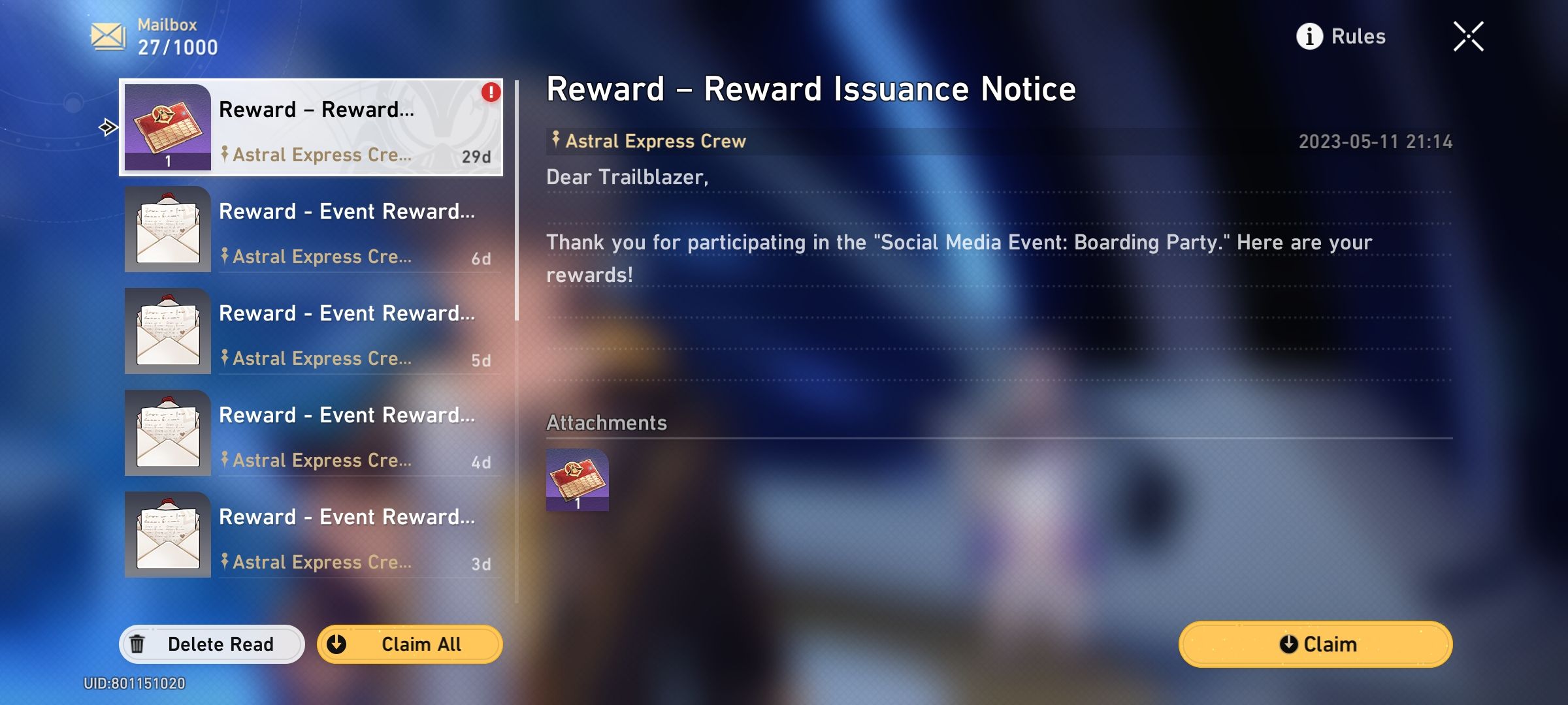 Won HSR event ^_^ Honkai: Star Rail | HoYoLAB