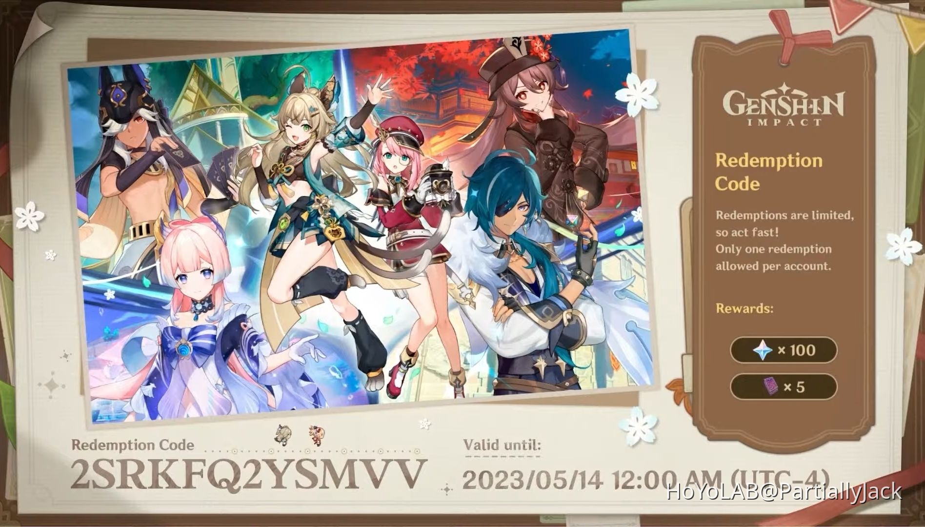 Second Code! (Genshin Impact 3.6) Genshin Impact | HoYoLAB