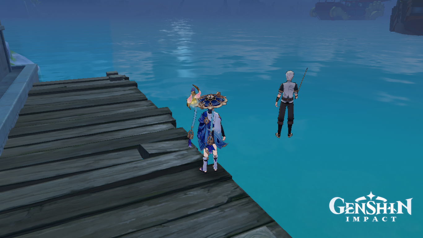 A man who can float on the water while fishing Genshin Impact | HoYoLAB
