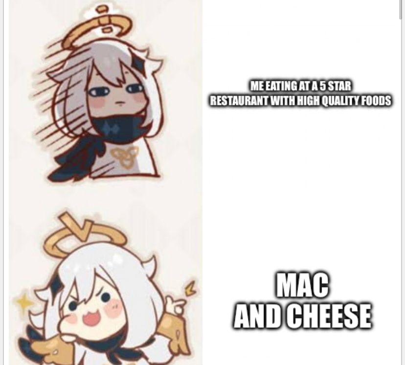 Paimon and Mac n cheese ( original meme made by me ) Genshin Impact ...