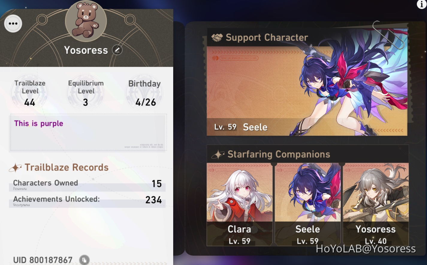 You can change the text color of your profile in honkai with this ...