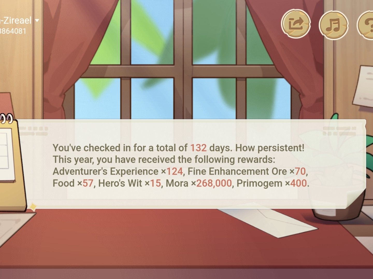 Daily check-in persistence I guess Genshin Impact | HoYoLAB