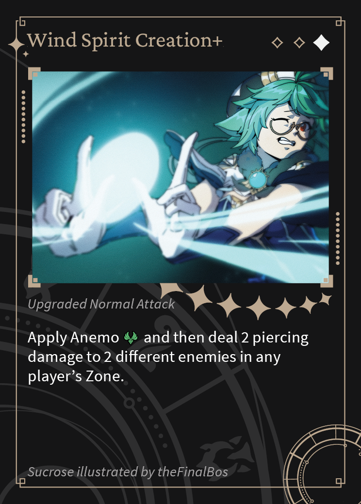 Sucrose's cards in the Genshin board game fan project Genshin Impact ...