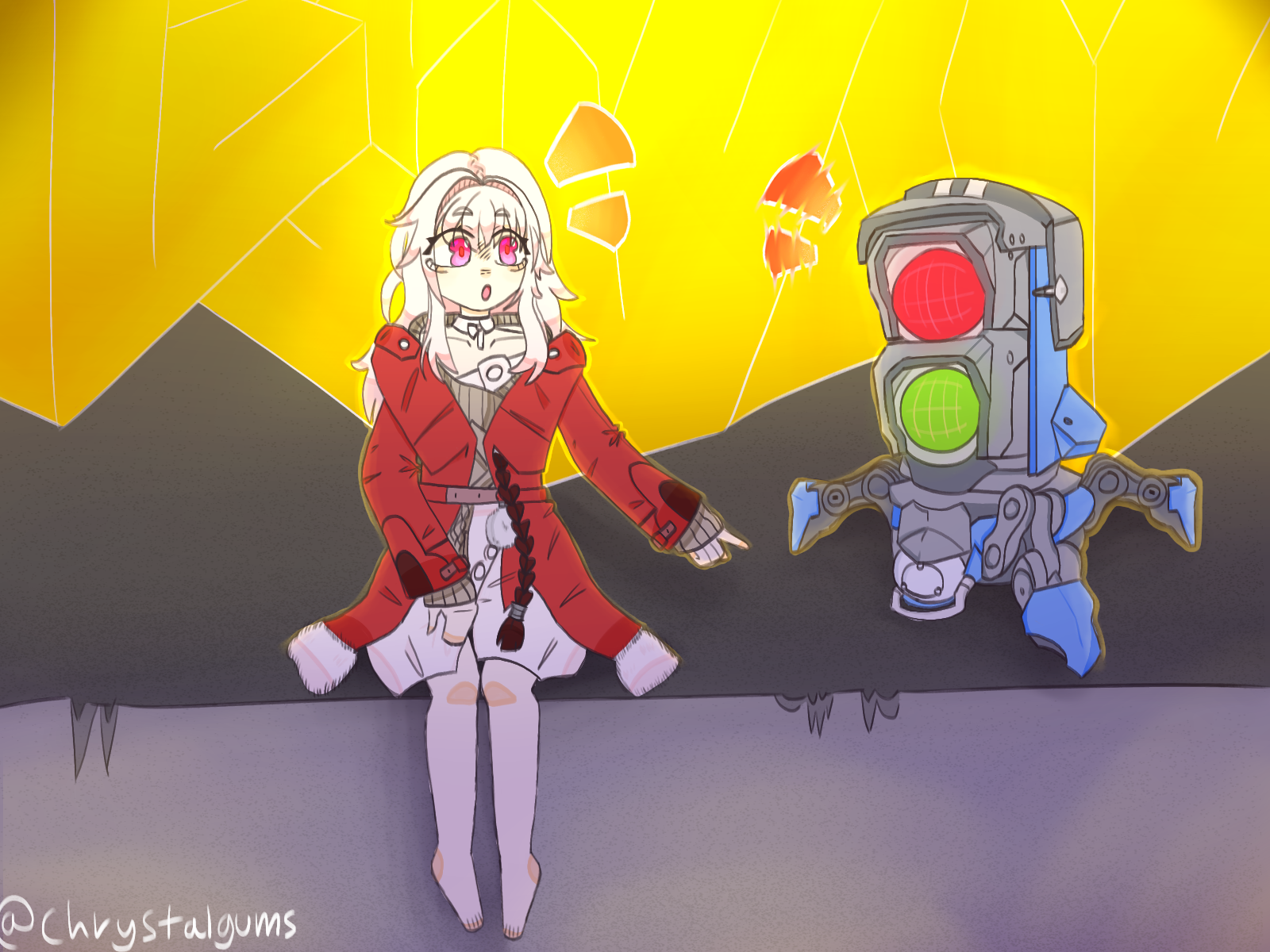 Clara with her robot thing