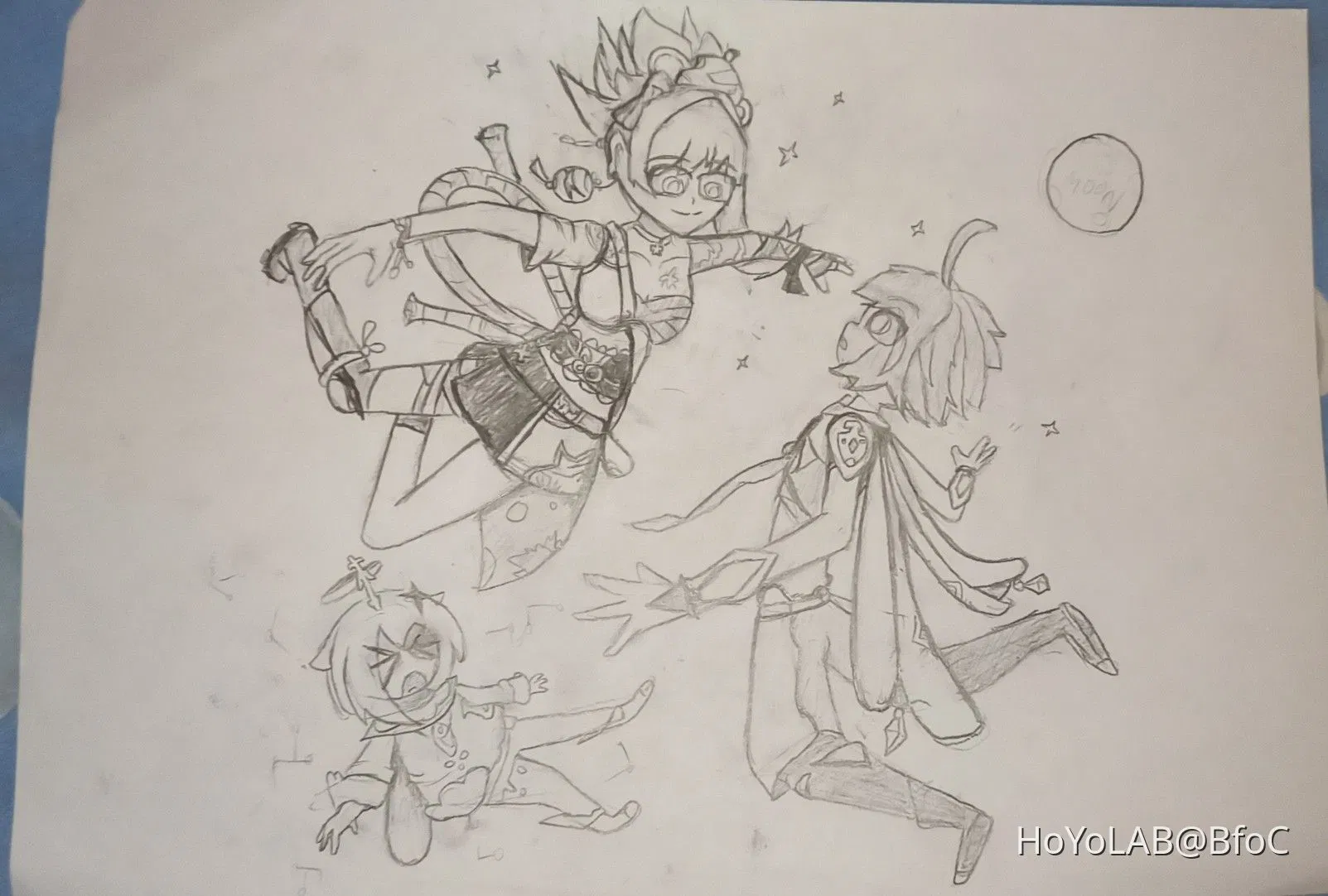 Yoimiya and Aether falling through the skies Genshin Impact | HoYoLAB