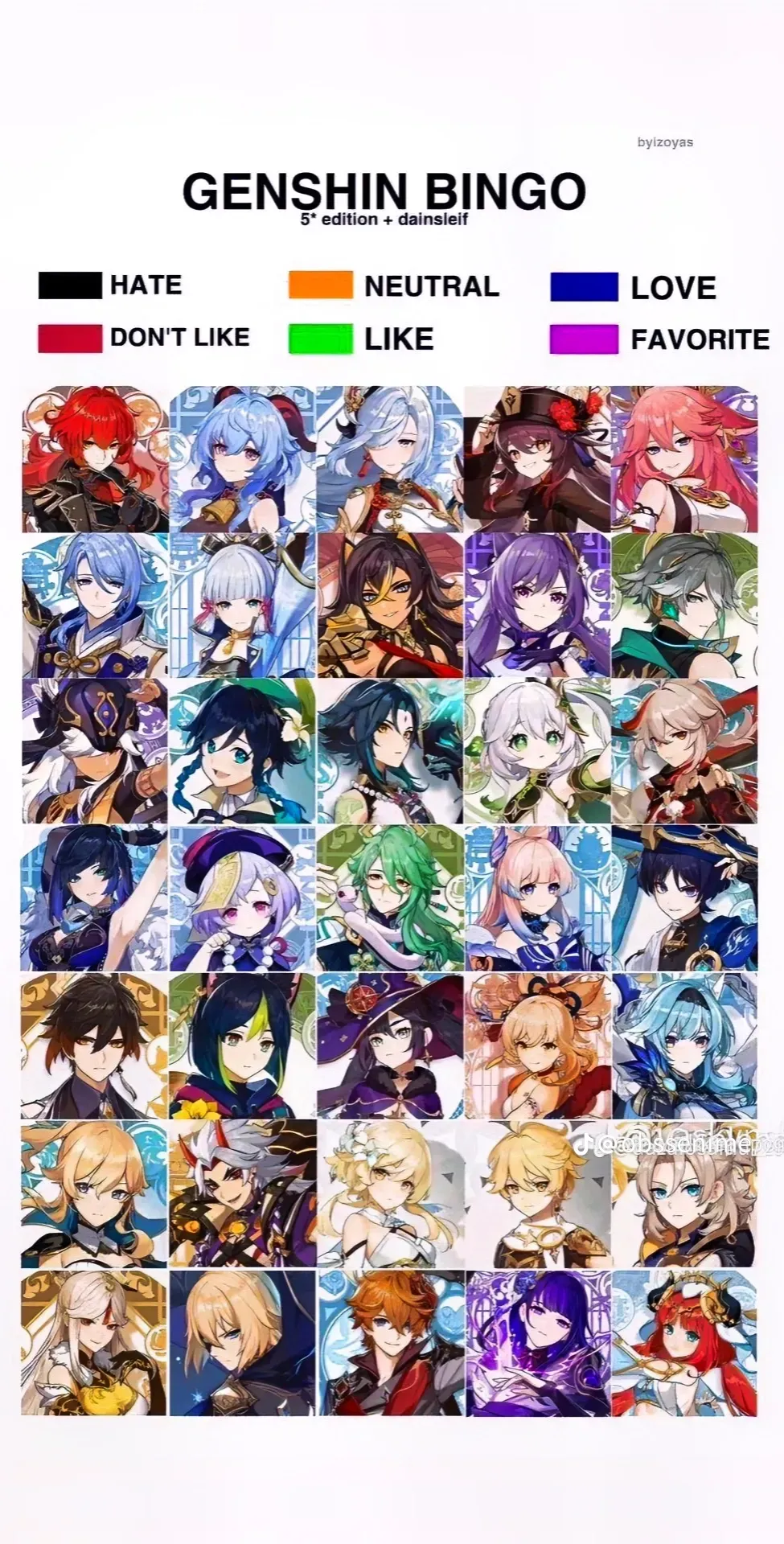 My Genshin bingo Genshin Impact | HoYoLAB