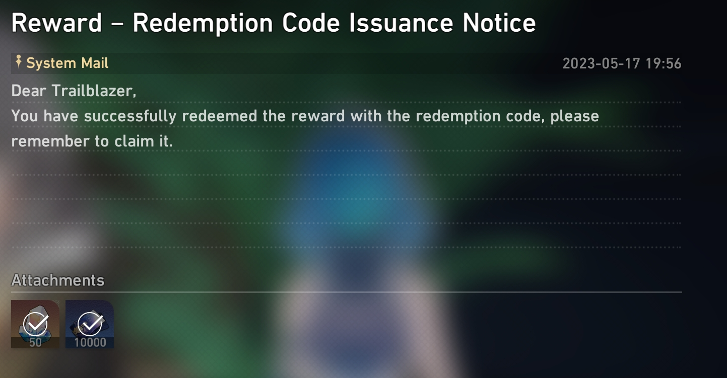 found HSR code got at 5/17 and reddeemed Honkai: Star Rail | HoYoLAB