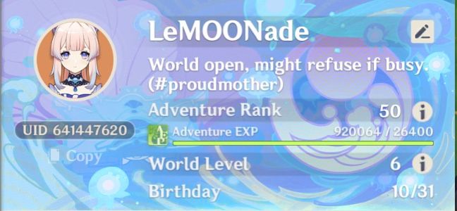 Saving up adventure rank xp Genshin Impact | HoYoLAB