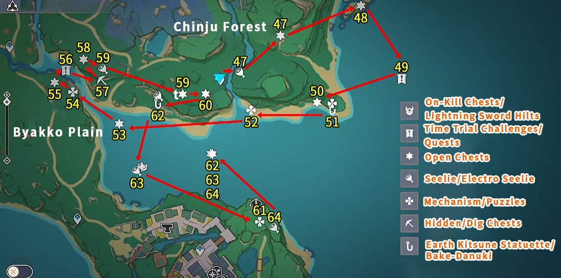 Inazuma Chest Collection Guide 3 – Chinju Forest (#47-64) Genshin ...