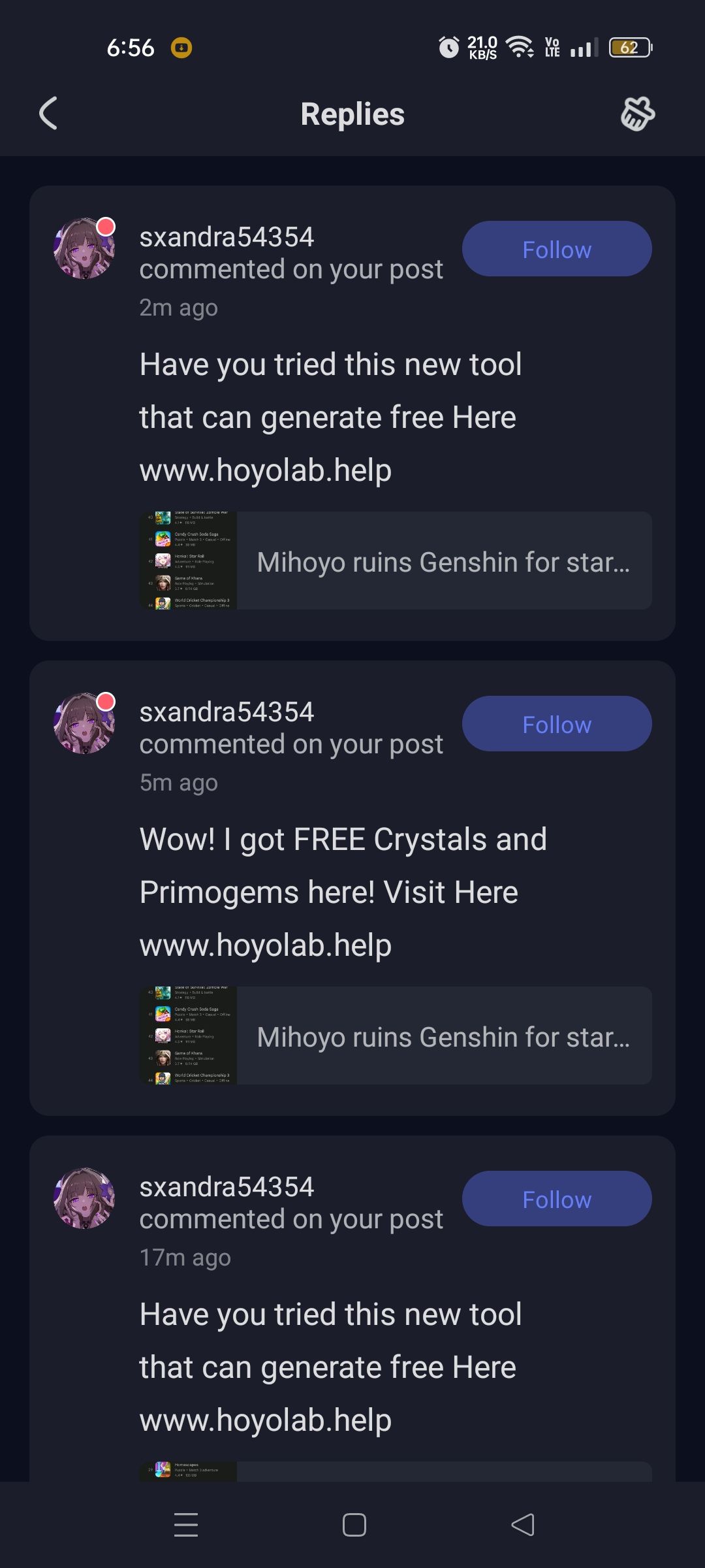 oh god!!! please save me from bots .. | HoYoLAB