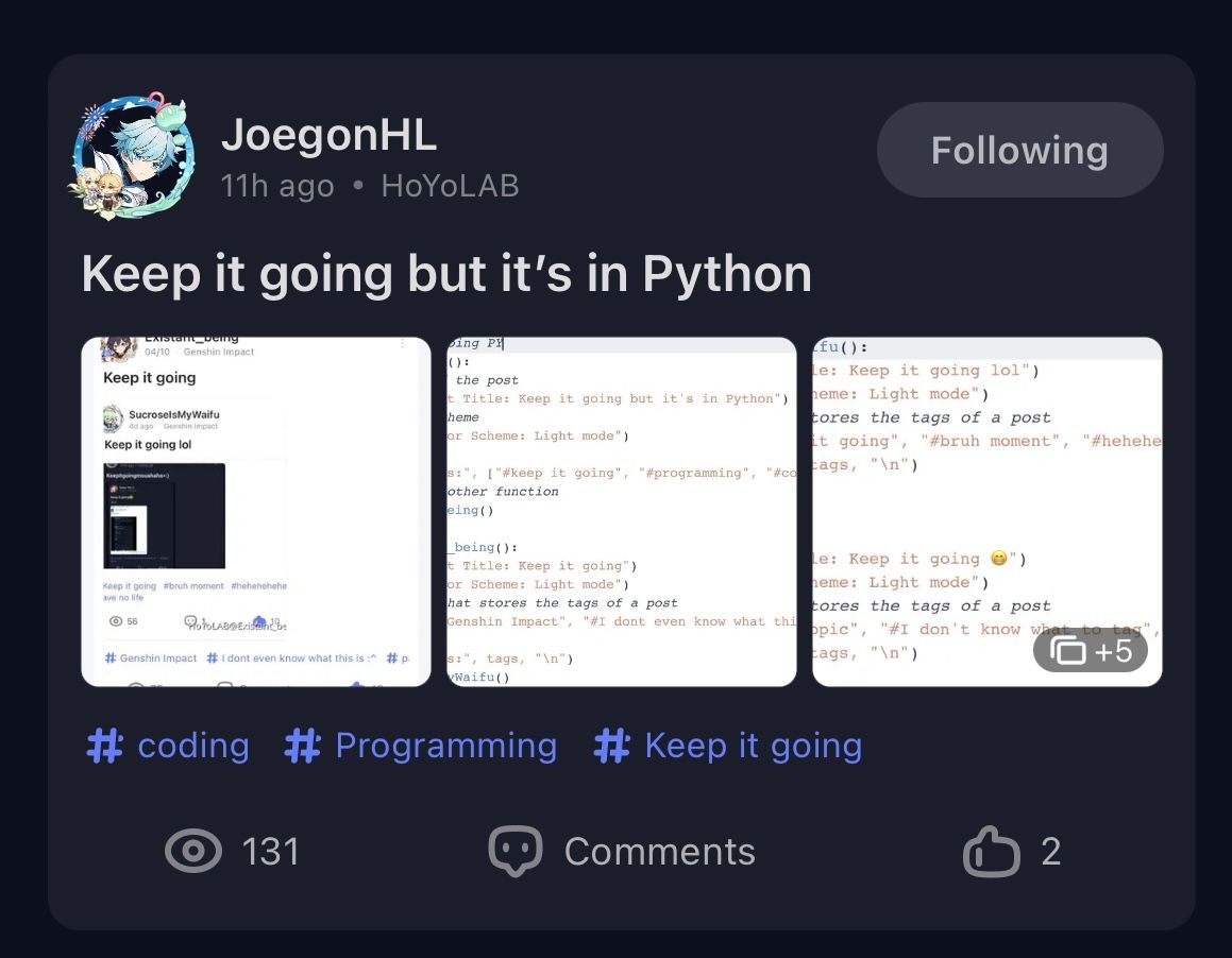 Keep it going!! | HoYoLAB
