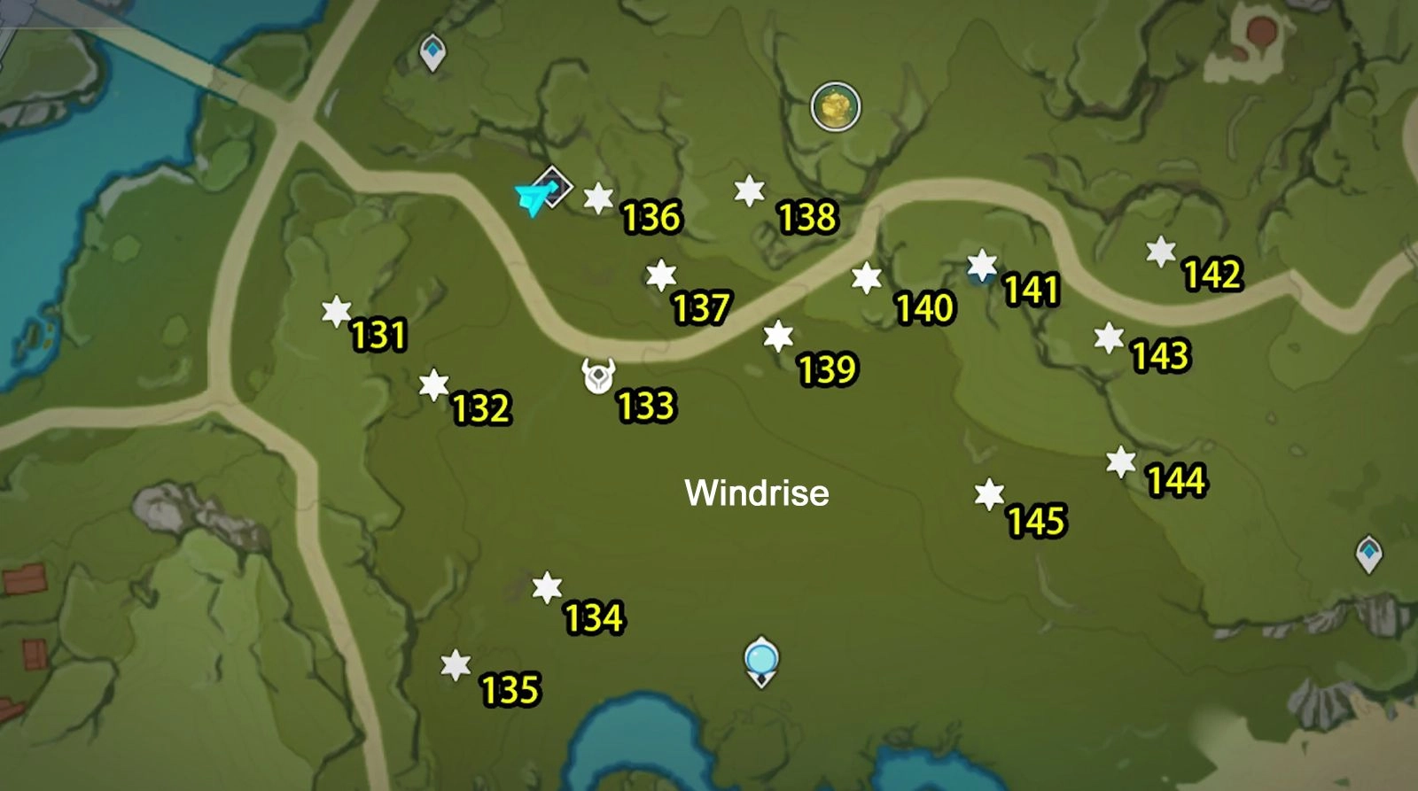 Mondstadt Chests Collection Guide 9 - Windrise (131-145) Genshin Impact | HoYoLAB