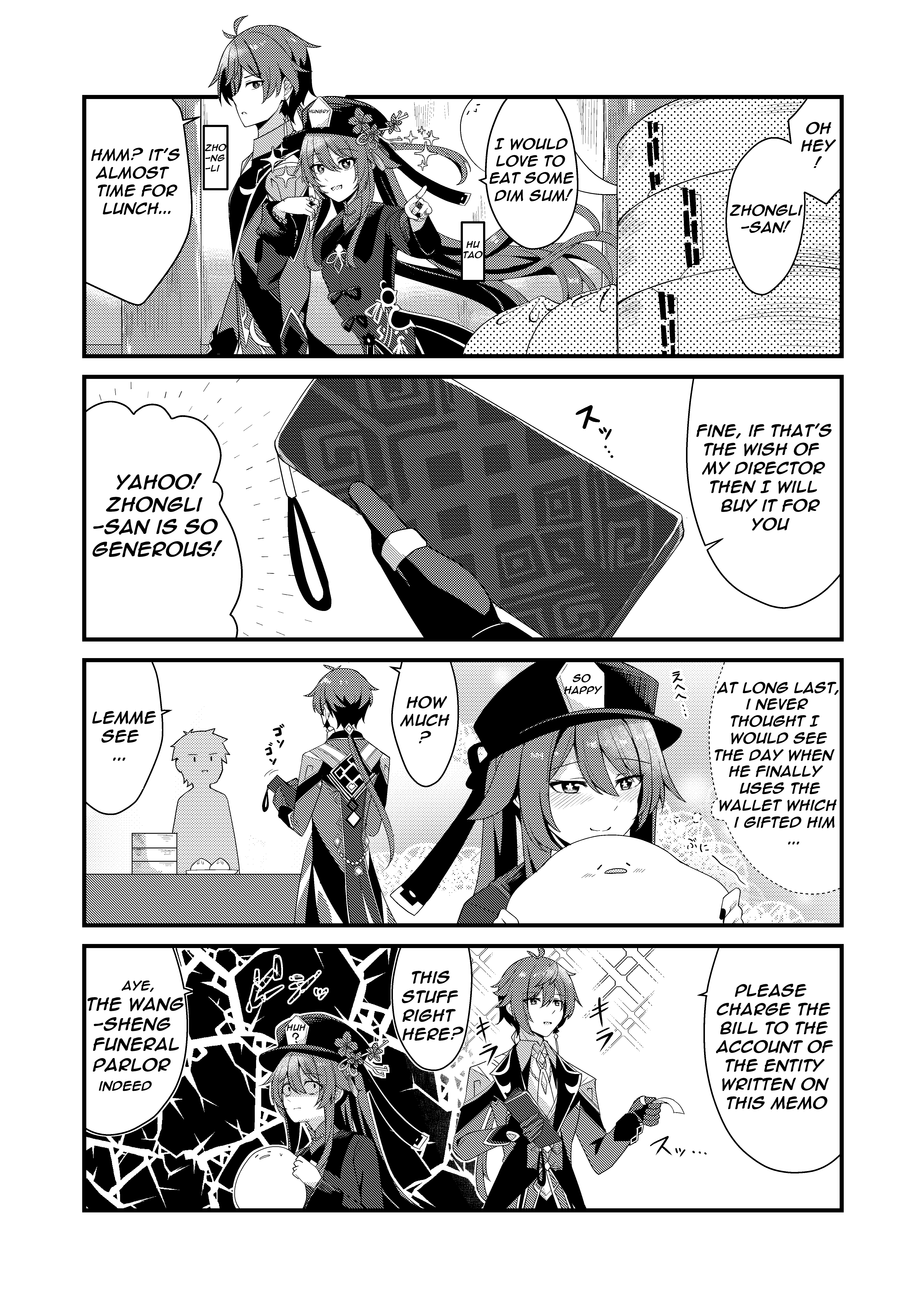 Hu Tao wants to eat dim sum & Zhongli paying Genshin Impact | HoYoLAB