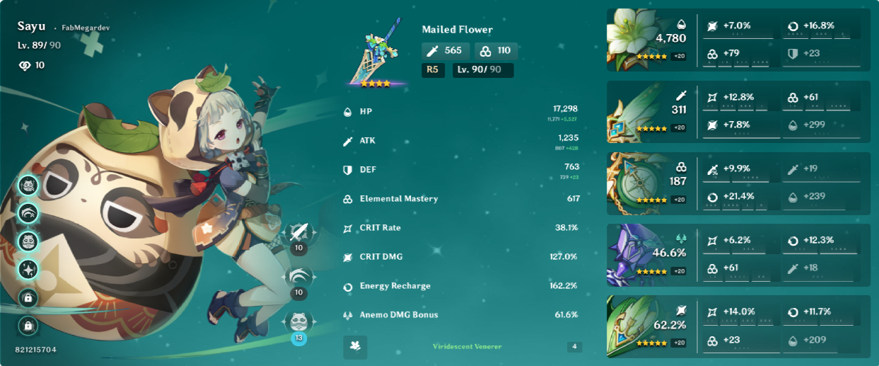 FabMegardev's Sayu Build, v3.6 Genshin Impact | HoYoLAB