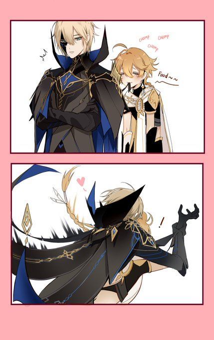 Chút đáng iu của Dain và Aether. Paimon là thức ăn dự trữ rồi nên hong ...