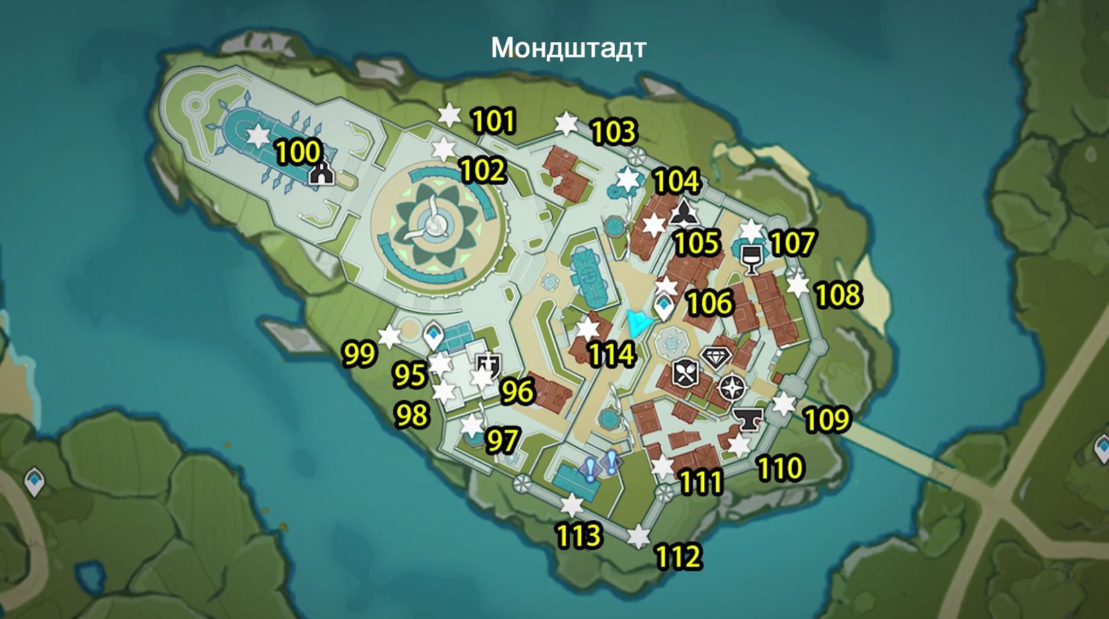 Гайд по сбору сундуков в Мондштадте 7 - Мондштадт (город) (95–114 ...