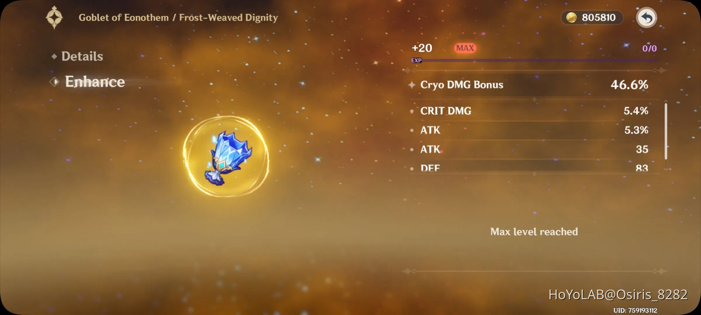 A sad story :( (its my first cryo goblet with any crit sub) Genshin ...