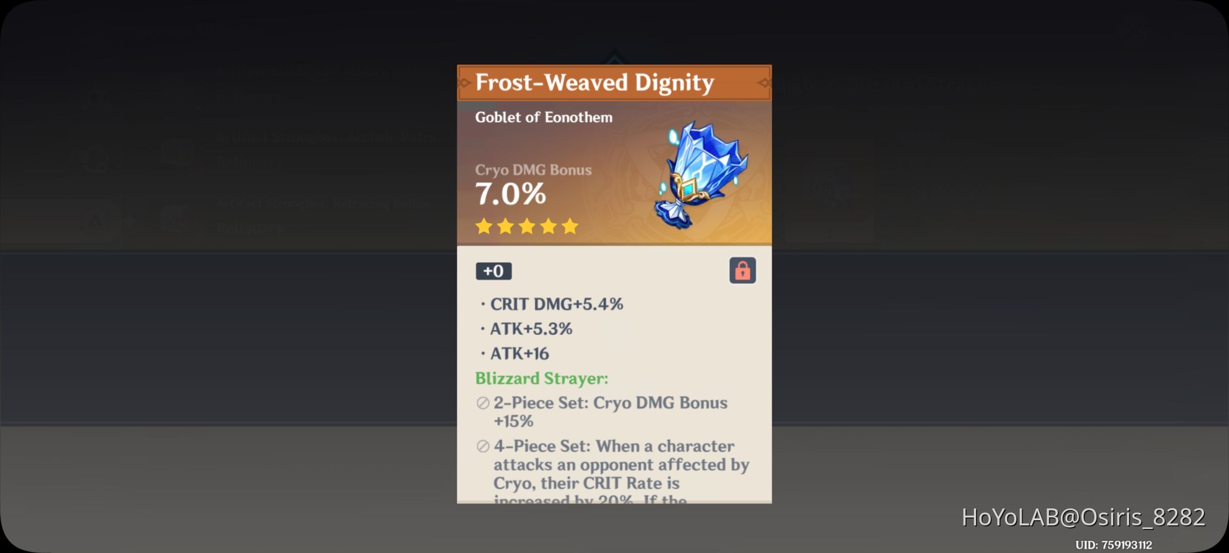 A sad story :( (its my first cryo goblet with any crit sub) Genshin ...