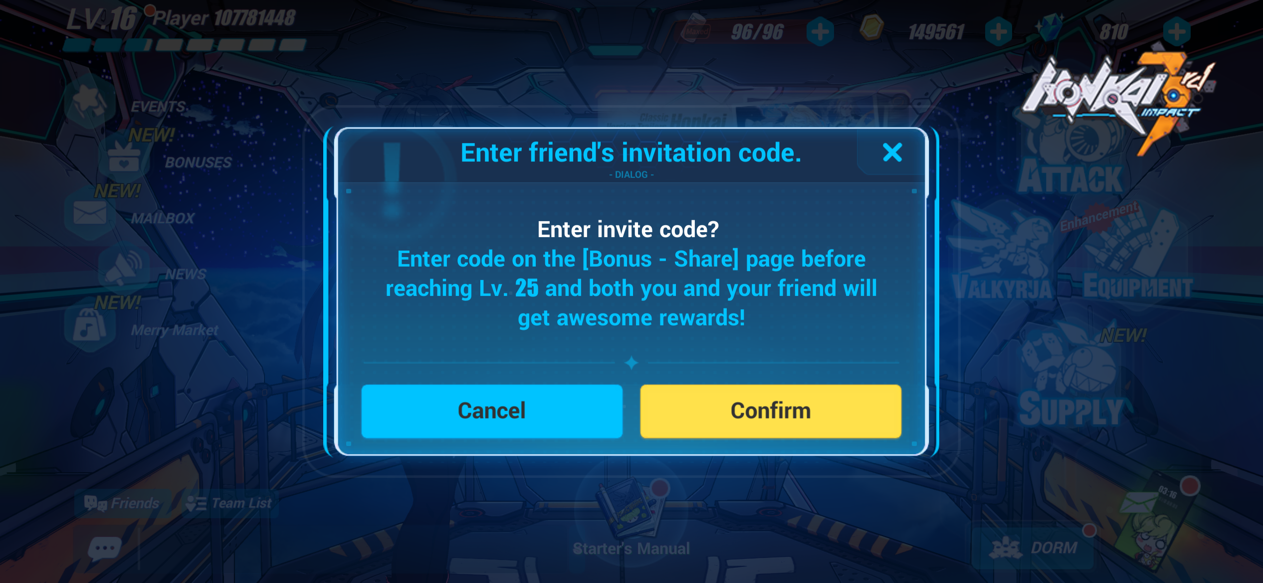 New Player: Looking for friend to share invite code… Honkai Impact 3rd | HoYoLAB