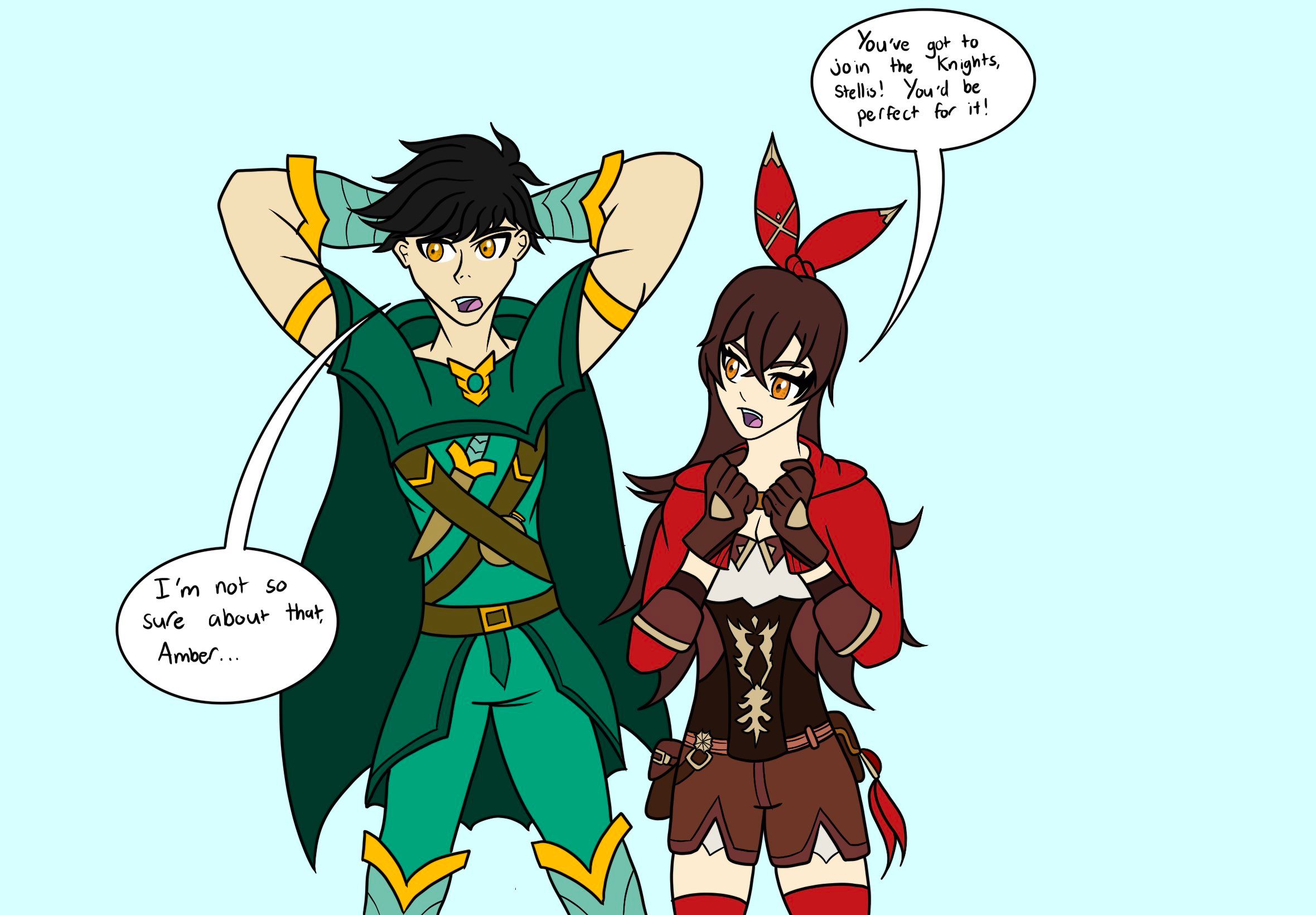 Stellis and Amber! Genshin Impact | HoYoLAB