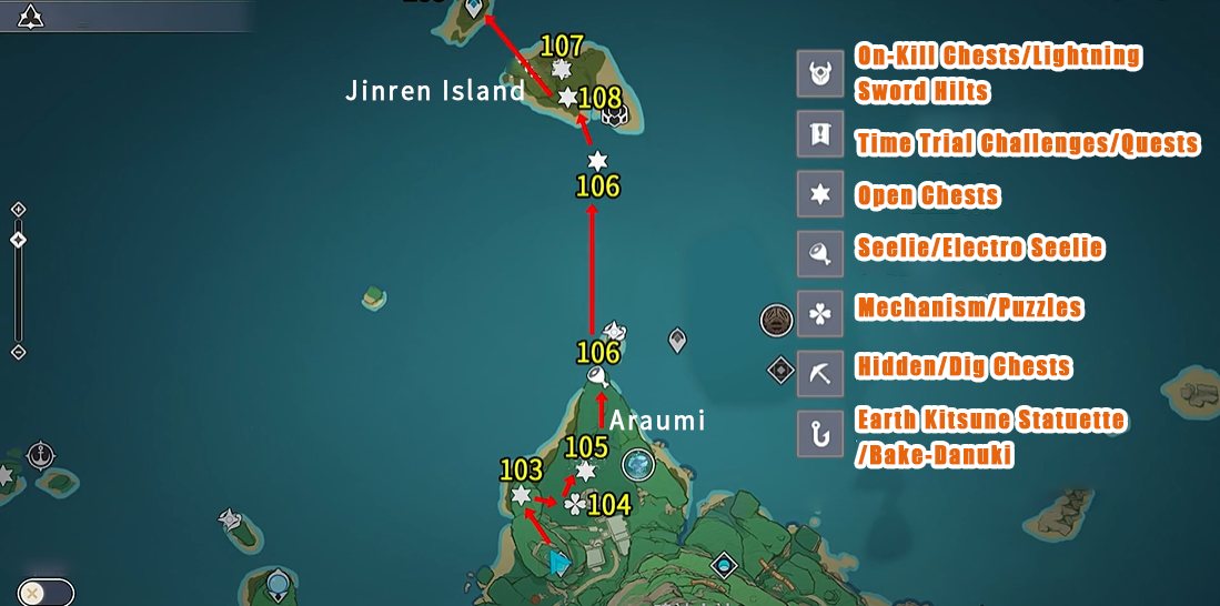 Inazuma Chest Collection Guide 6 – Araumi (#103-122) Genshin Impact ...
