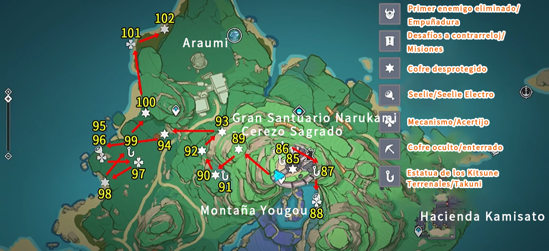 Guía de recogida de cofres de Inazuma (Parte 5) - Gran Santuario ...