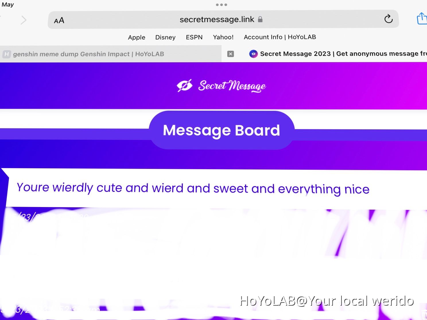 Secret messages: 1 | HoYoLAB