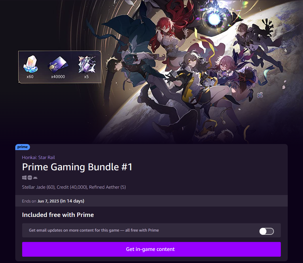 Stellar Jade in Prime Bundle #1 Honkai: Star Rail | HoYoLAB