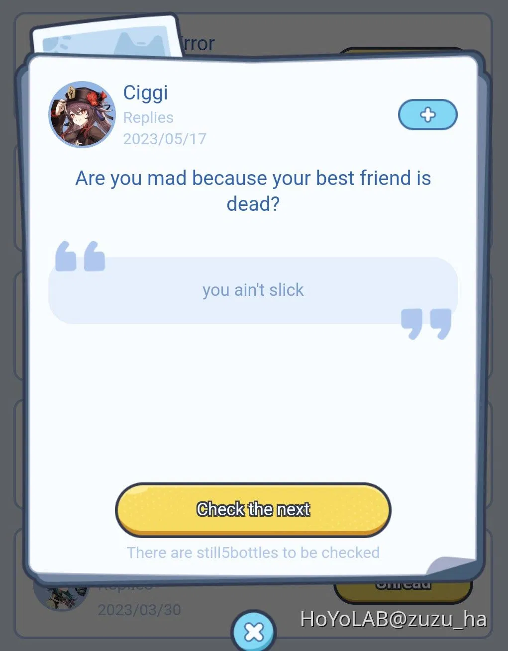 silly goofy ppl replying to silly goofy bottle mi notes | HoYoLAB