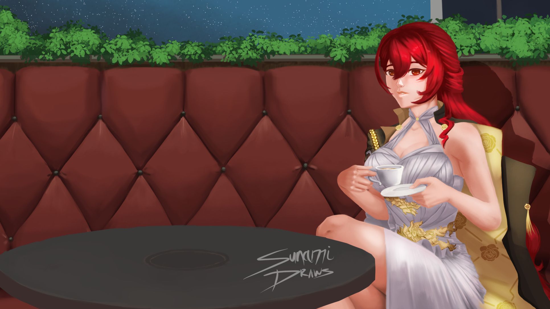 Himeko chilling on the express with her Coffee Honkai: Star Rail | HoYoLAB