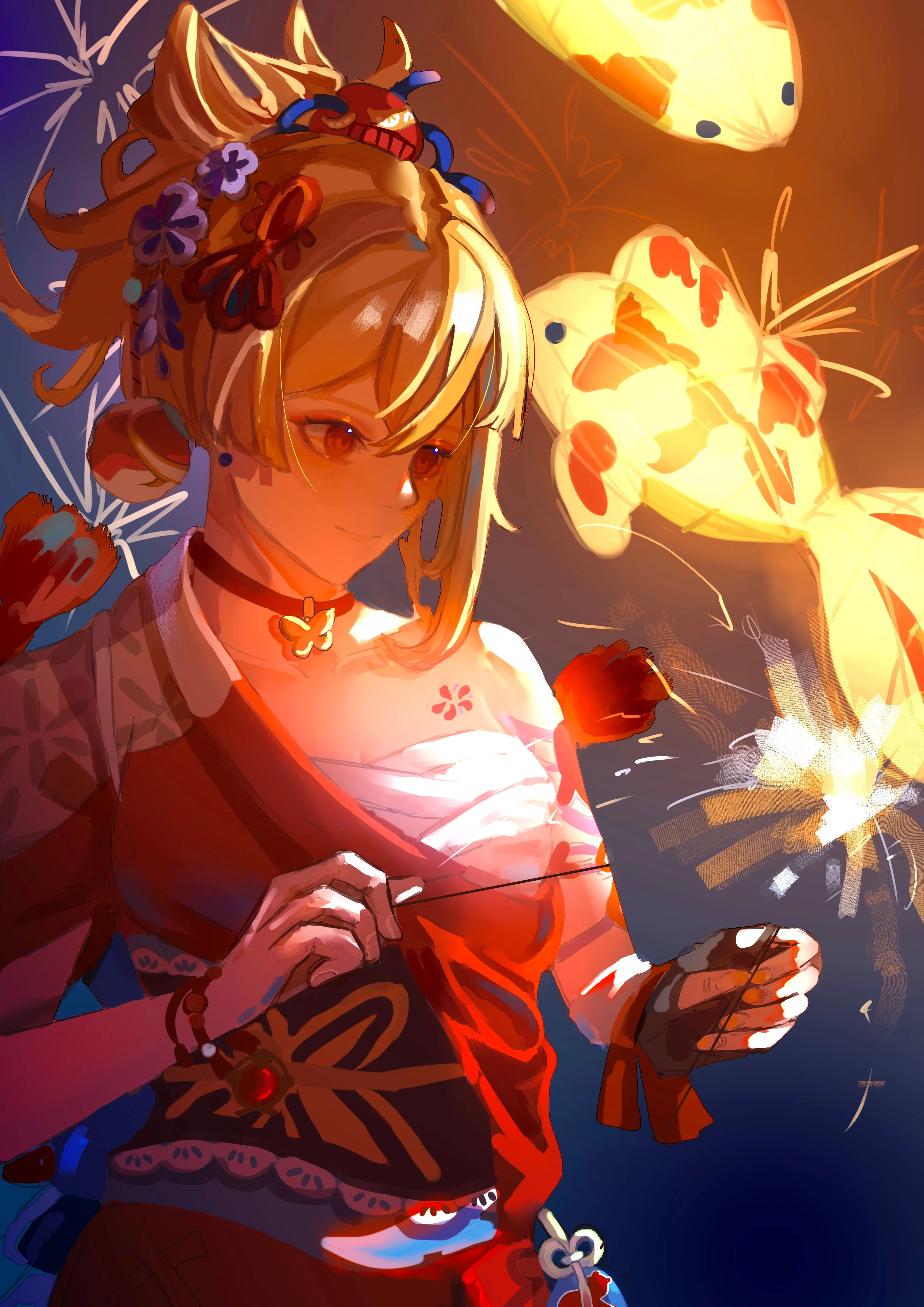 Yoimiya Fireworks with Koi Lanterns Genshin Impact | HoYoLAB