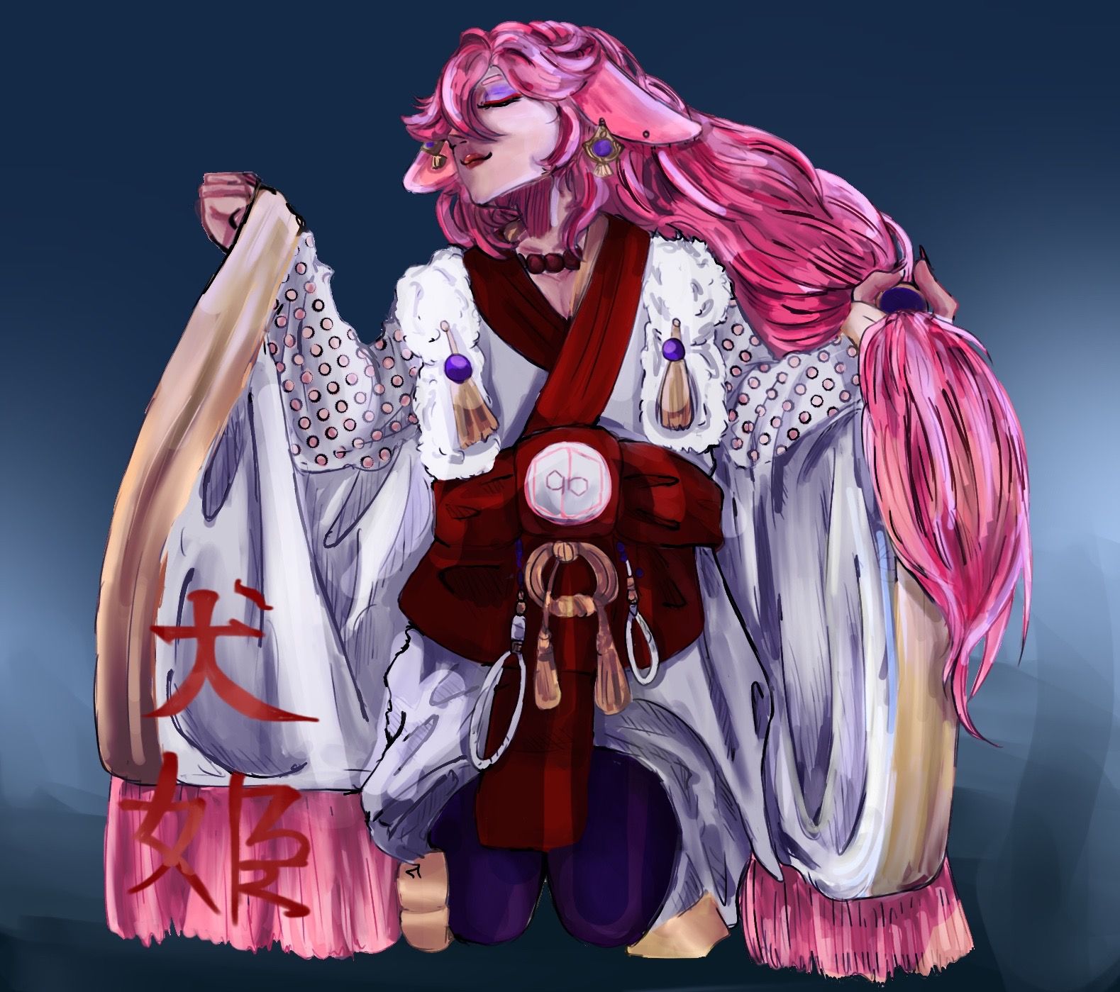 Inu Hime(犬姫) Miko Fanart contest submission Genshin Impact | HoYoLAB