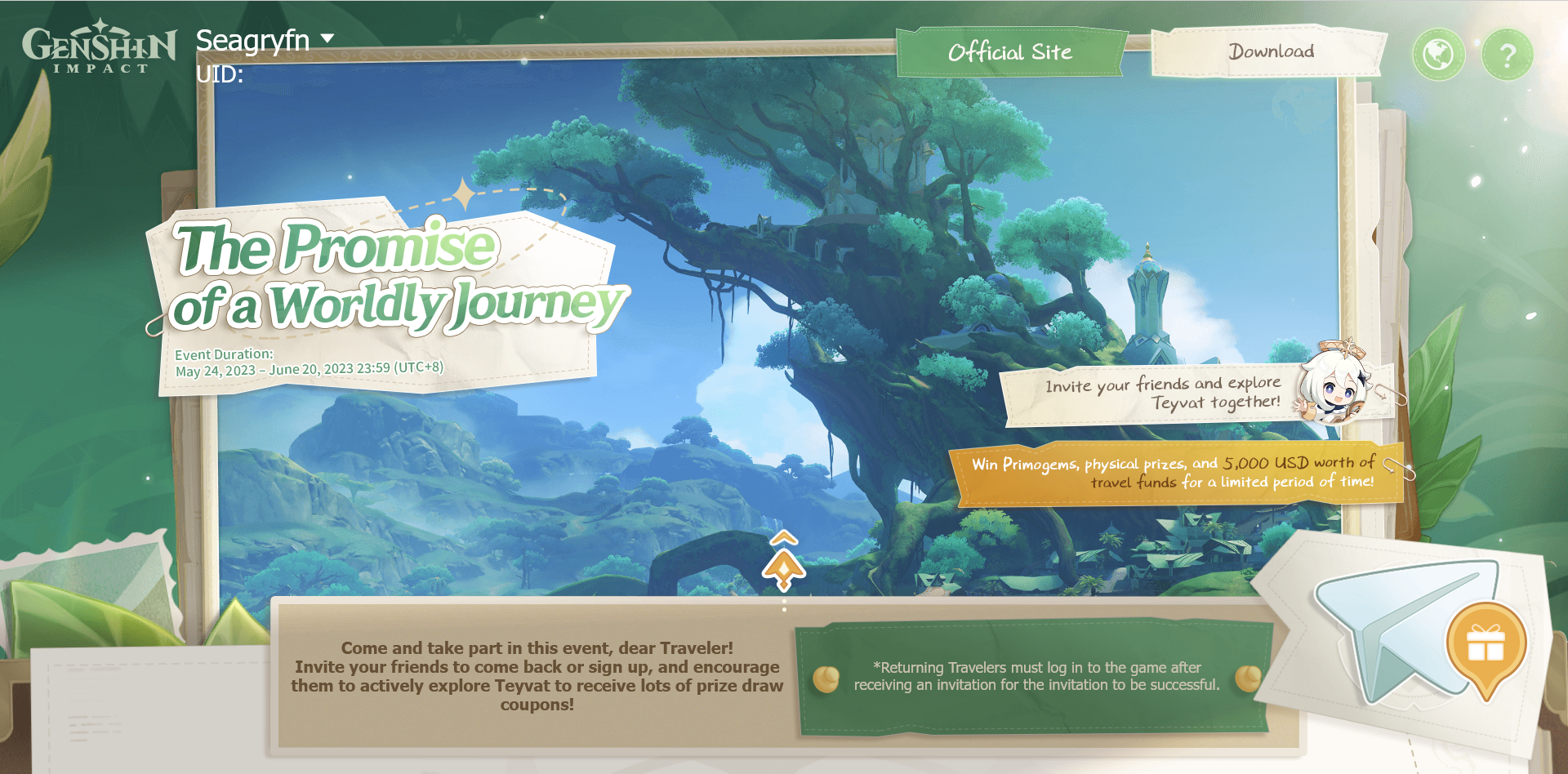 Wordly Journey Event - Enter My Invitation Code GB1VXAPGUN Genshin ...