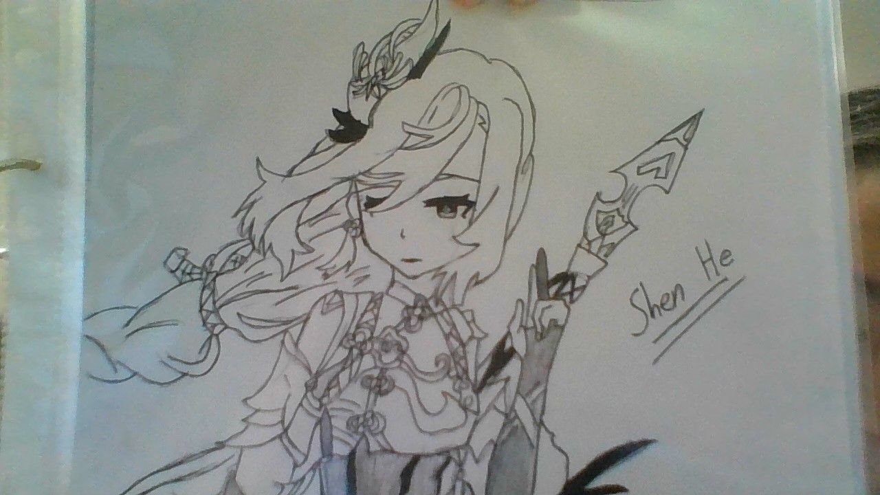 I tried to draw Shen He on a piece of paper Genshin Impact | HoYoLAB