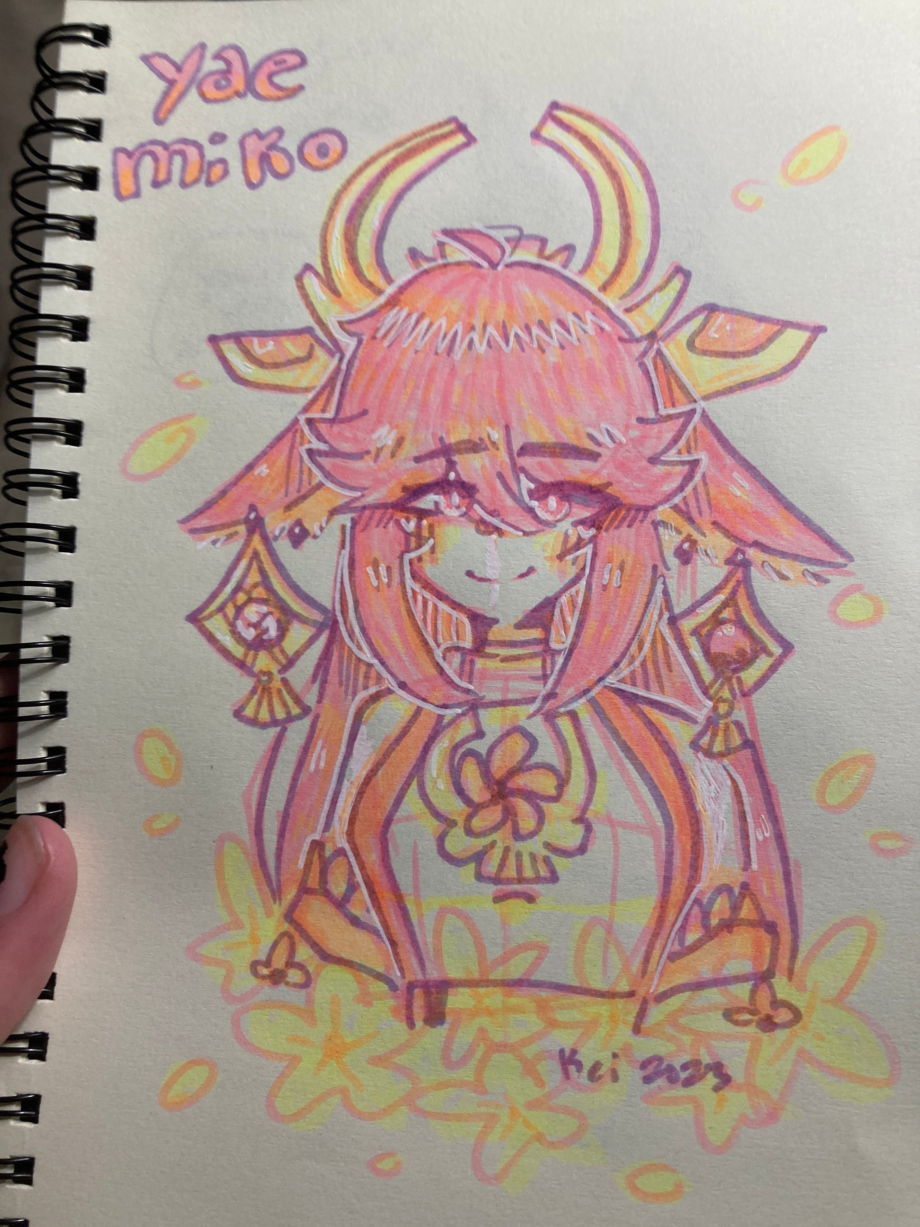 yae miko with highlighters Genshin Impact | HoYoLAB