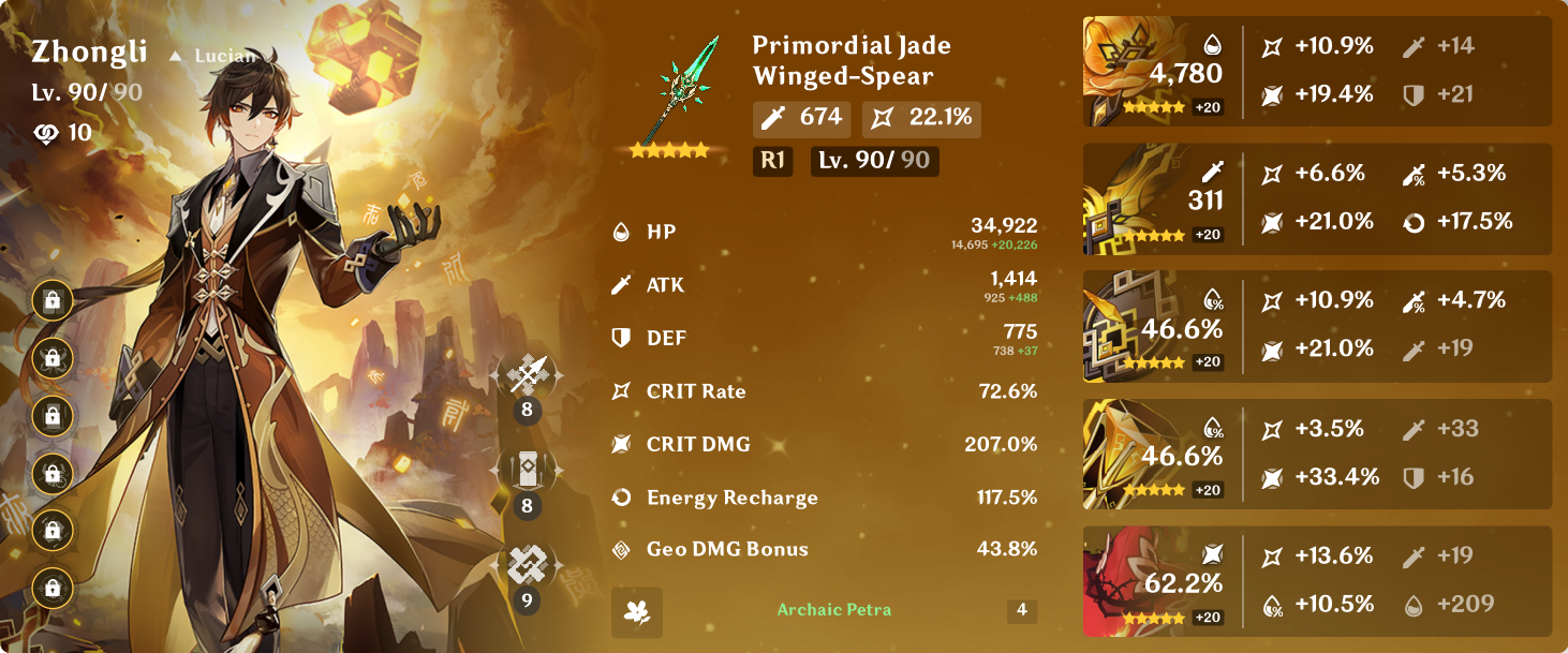 Best Archaic Petra Zhongli Build! [hopefully]? Genshin Impact | HoYoLAB