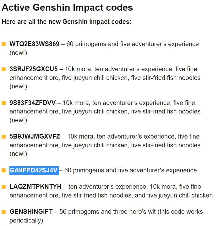 Go redeem the codes :> Genshin Impact | HoYoLAB