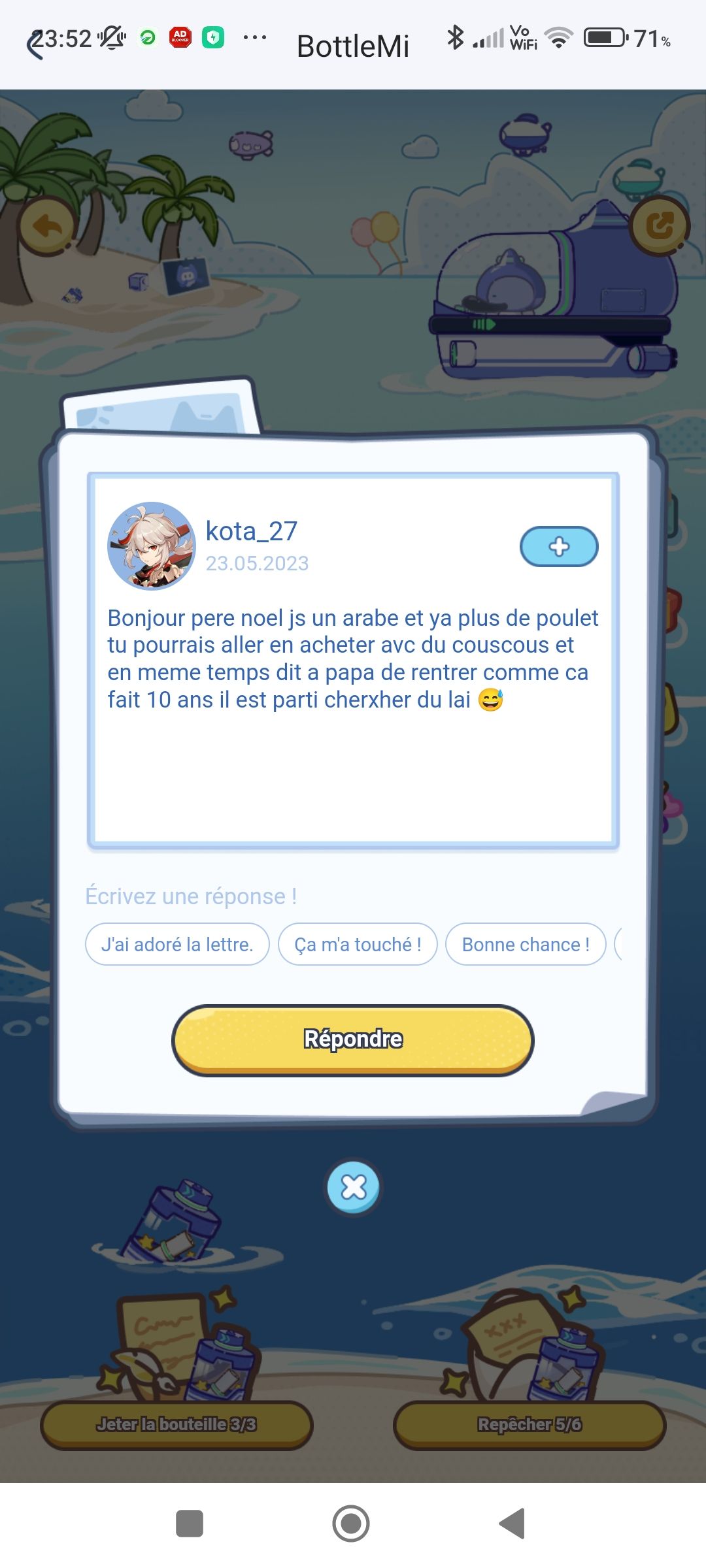 MRC a toi pour ton message je suis morte de rire allé tous vous Abo a ...