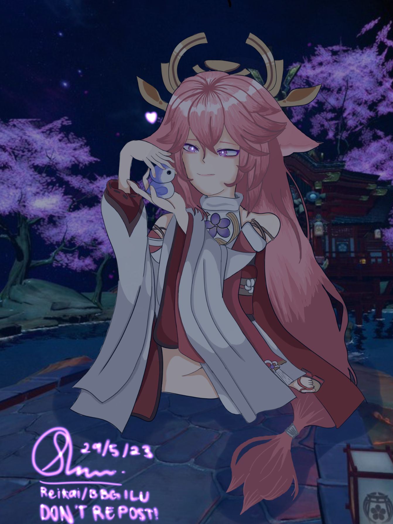 Yae Miko fan art (background from Genshin) Genshin Impact | HoYoLAB