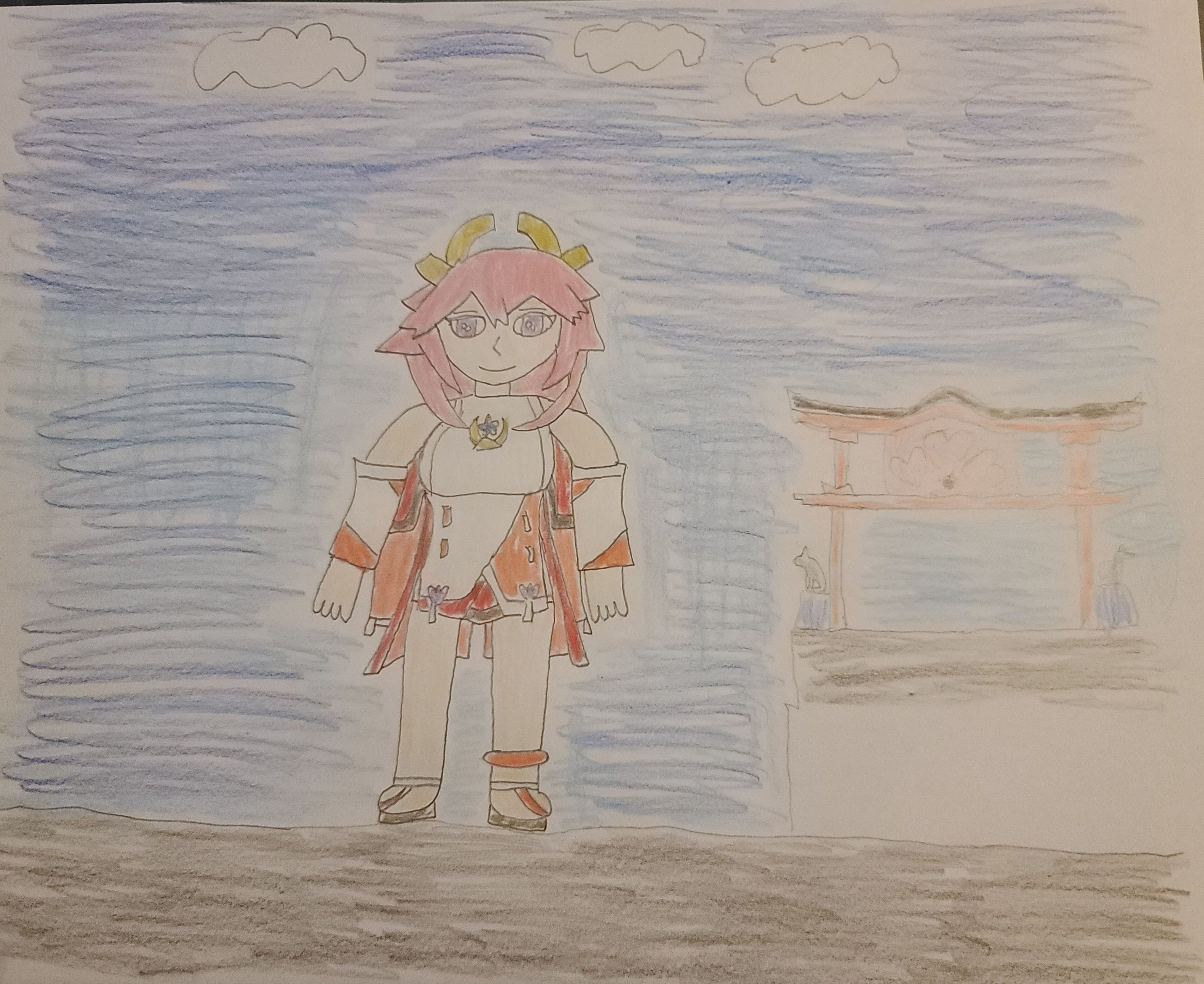 Yae in my art style universe Genshin Impact | HoYoLAB