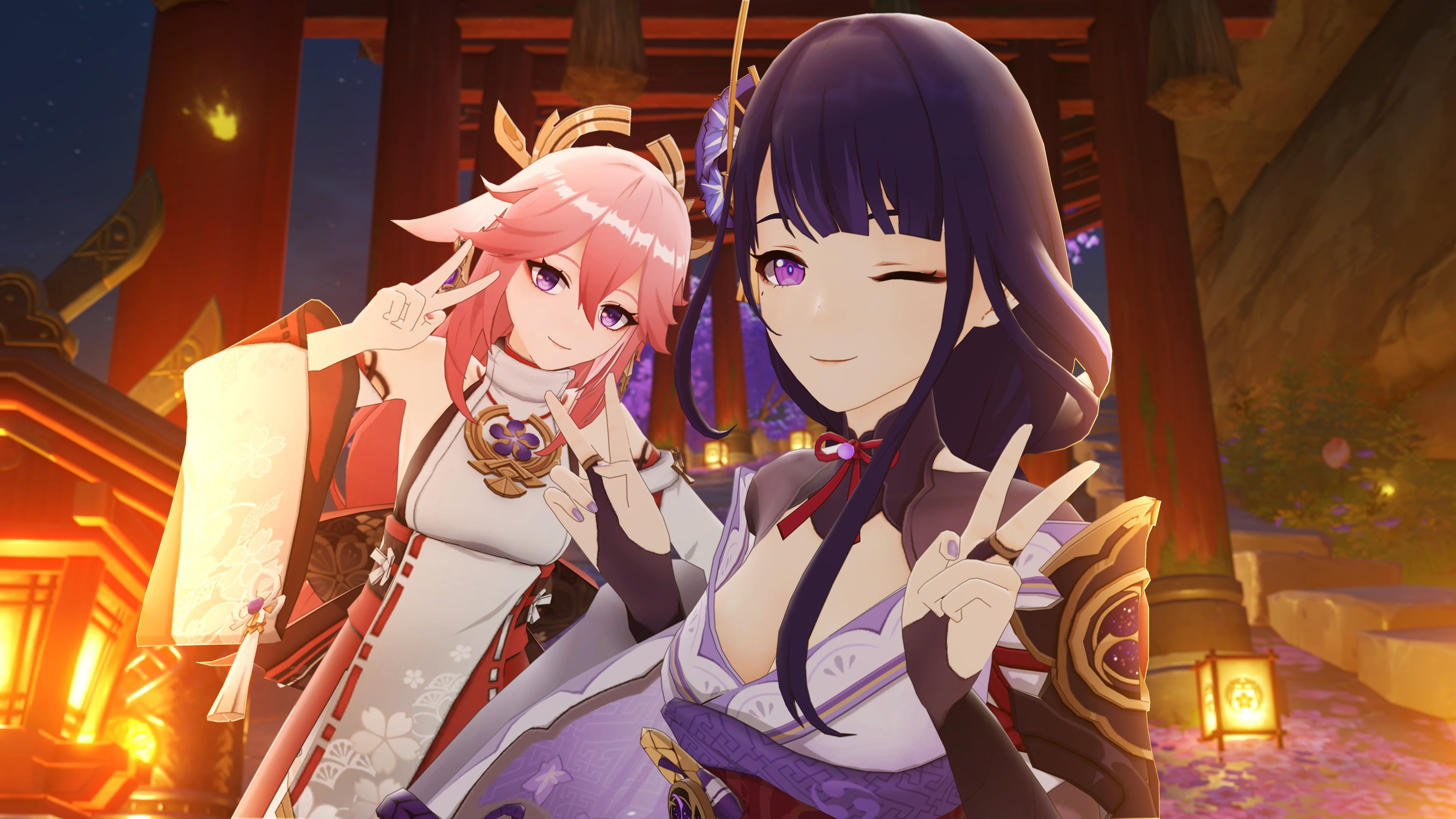 yae miko con shogun raiden Genshin Impact | HoYoLAB