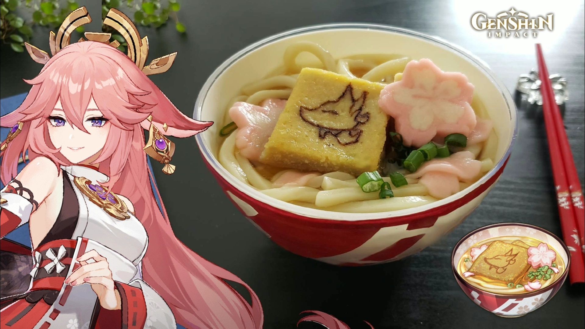 I made Yae Miko's Specialty “Fukuuchi Udon” in Real Life 🌸🦊 Genshin ...