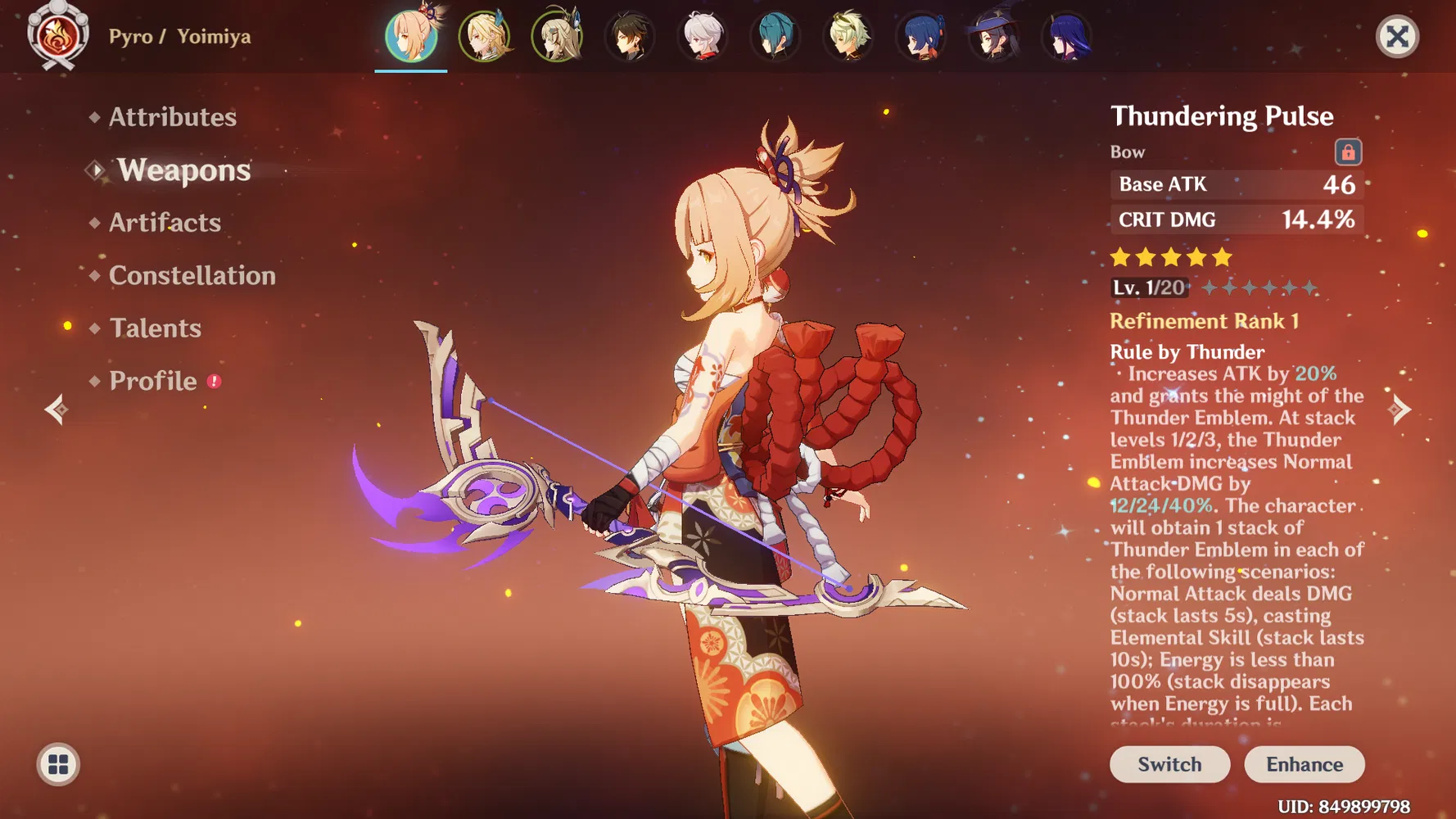 🎉🔥 Just got Yoimiya's Signature Weapon, Thundering Pulse! I'm beyond ...