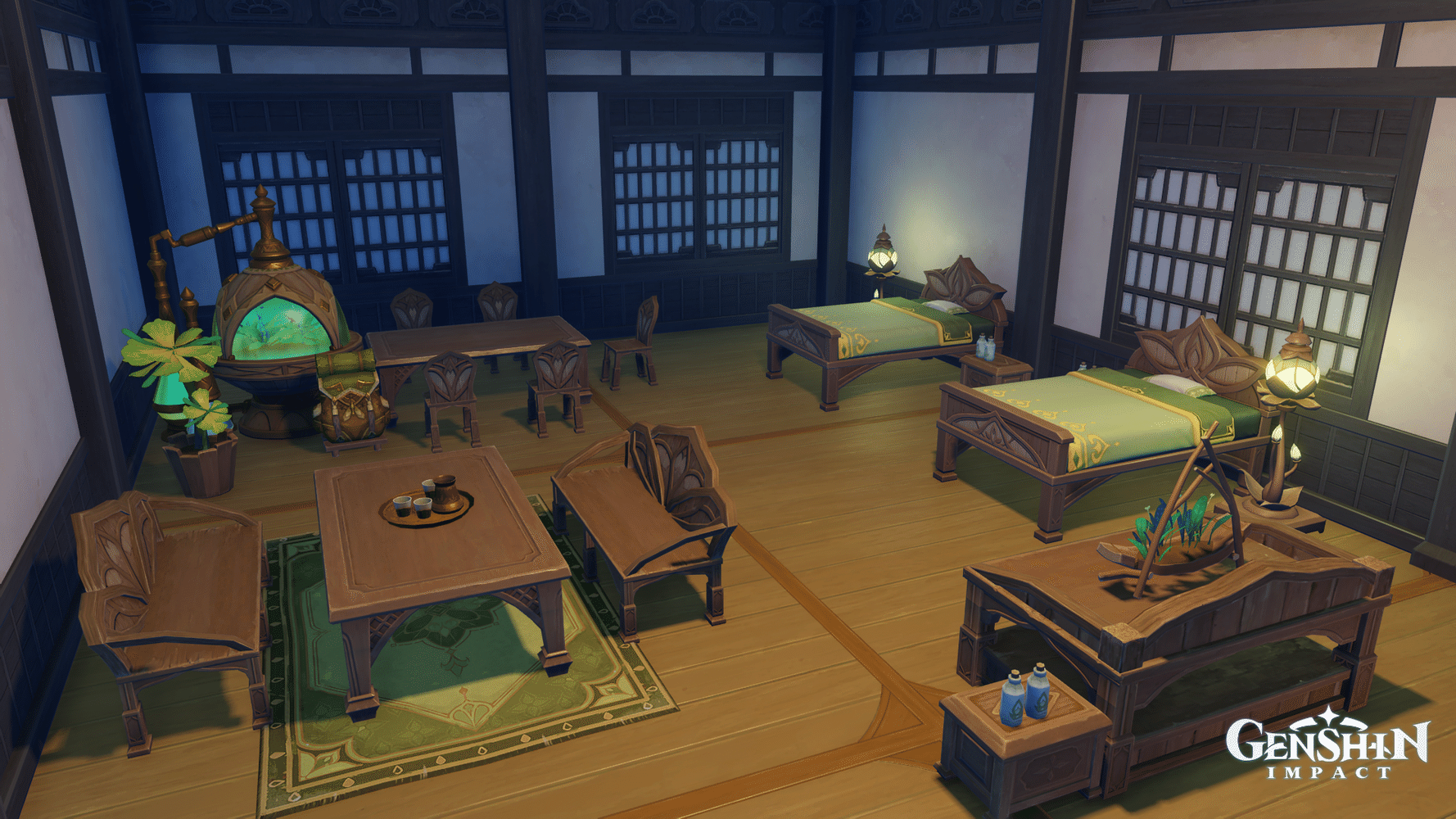 Indoor Inazuma Mansion Build with all Character Sets for the Serenitea ...