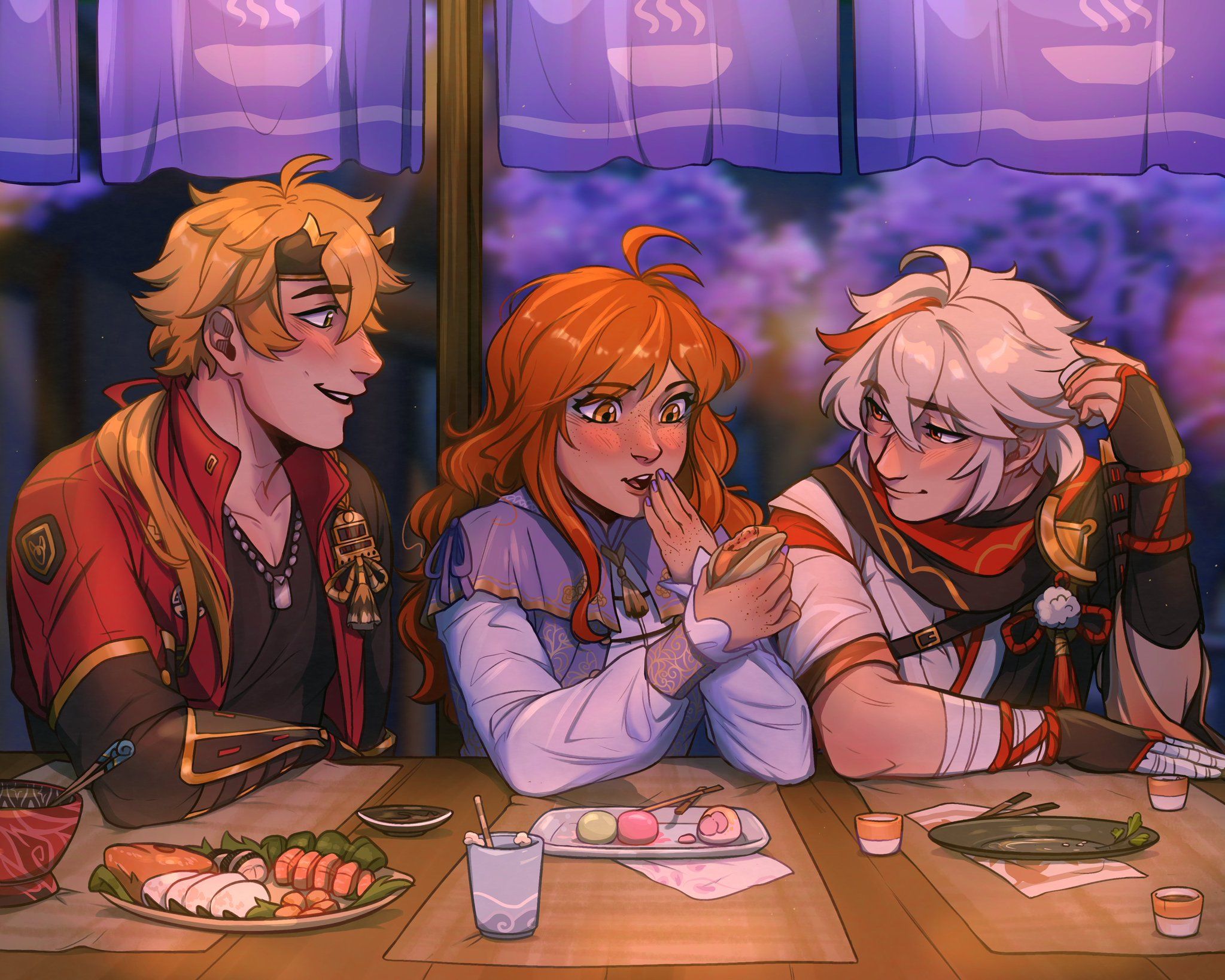 Thoma and Kazuha introducing Coryn to Inazuma Cuisine! Genshin Impact ...