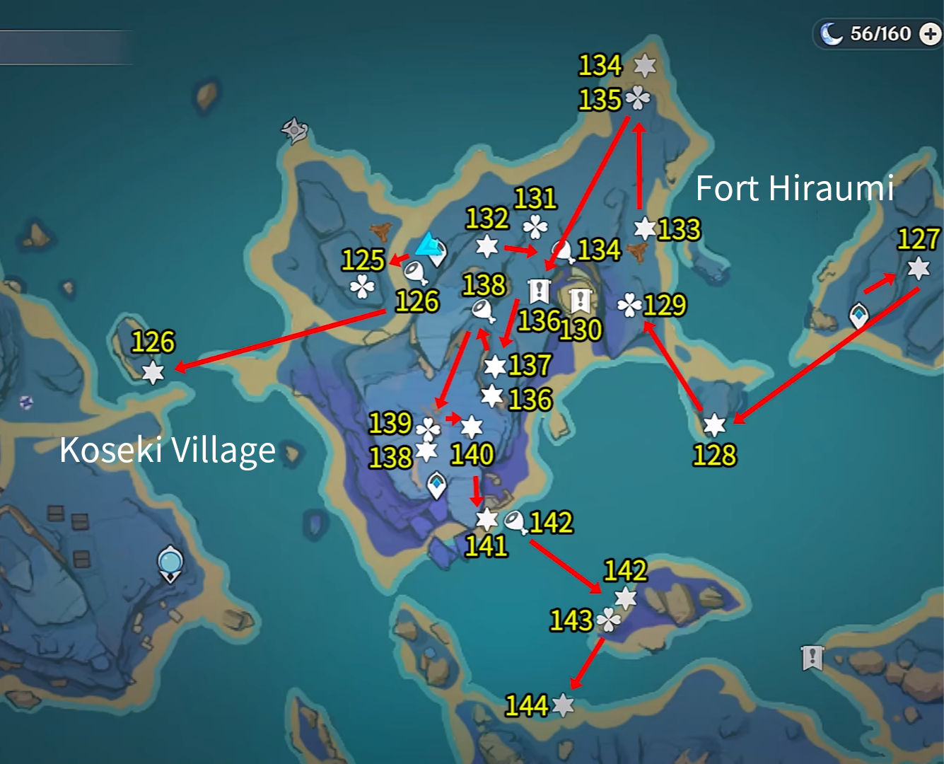 Inazuma Chest Collection Guide 22 – Fort Hiraumi (#125-144) Genshin ...