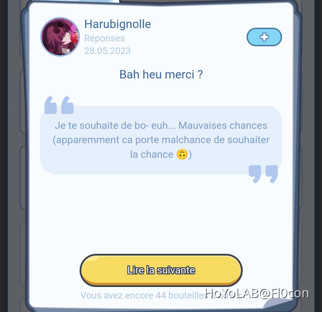 Les réponses de mes bouteilles - La malchance porte confusion | HoYoLAB
