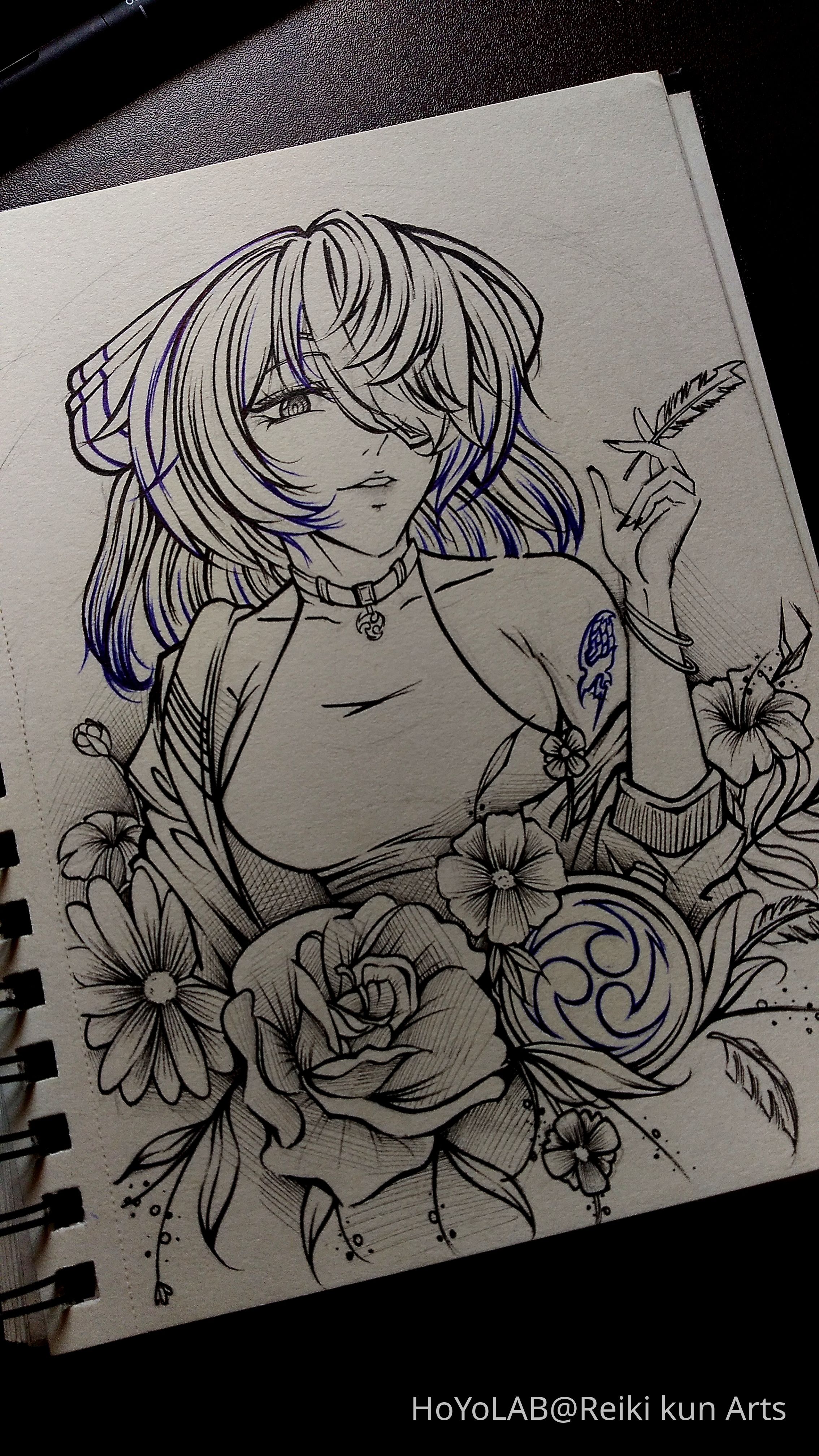 Here's the finished line work on Fischl Genshin Impact | HoYoLAB
