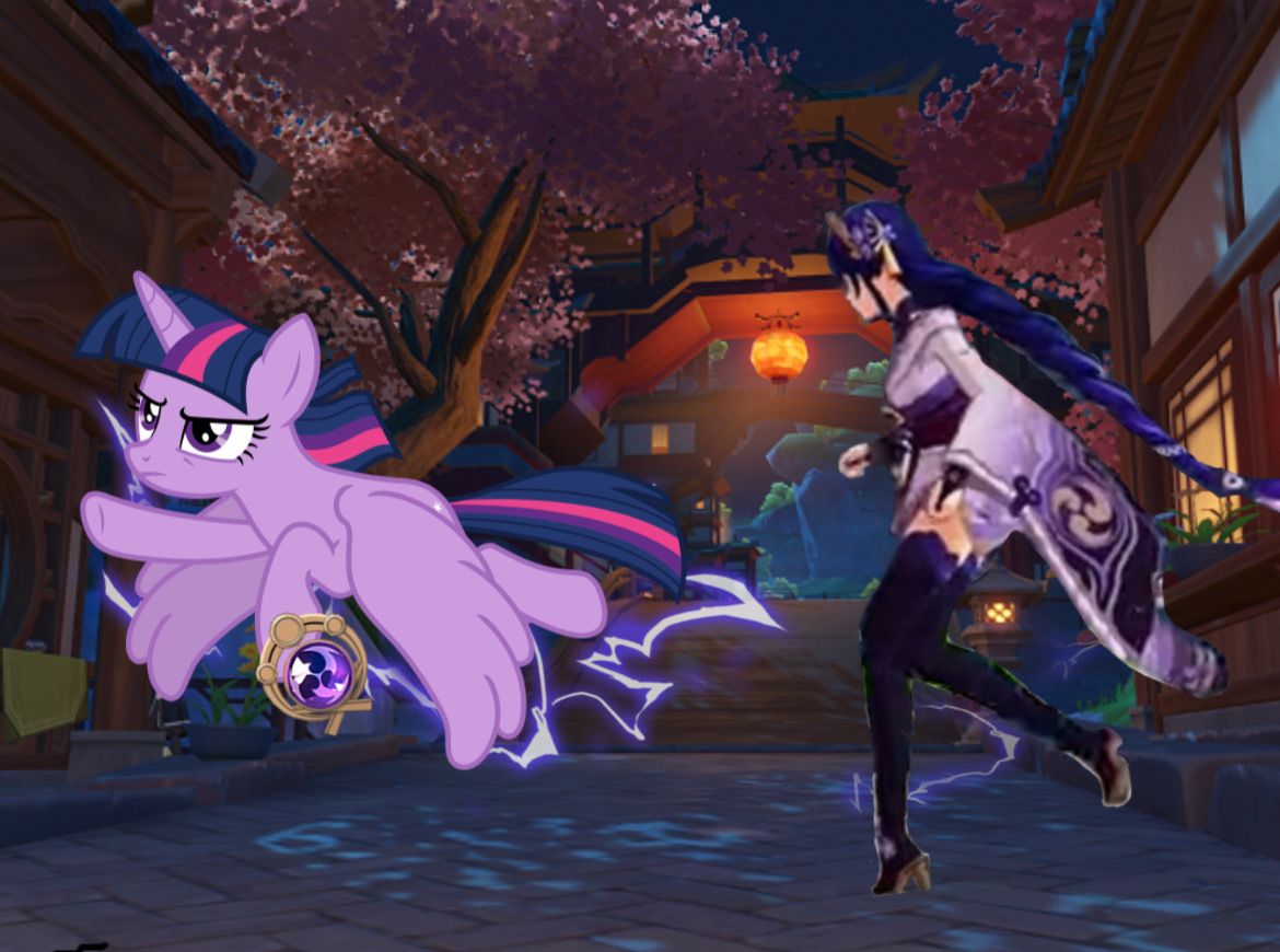 Twilight sparkle steals electro vision gets chased by maiden shogun ...
